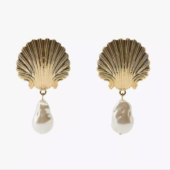 Zara | Jewelry | Zara Pearl And Shell Earrings | Poshmark